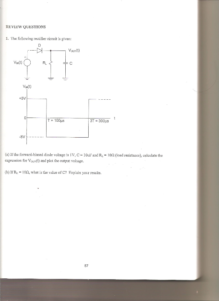 Solved The following rectifier circuit is given: If the | Chegg.com