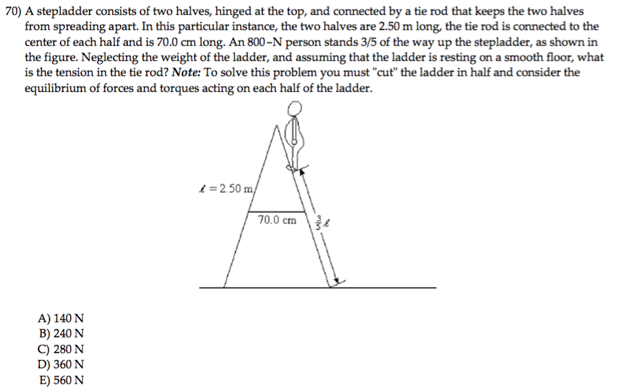 Solved A stepladder consists of two halves, hinged at the | Chegg.com