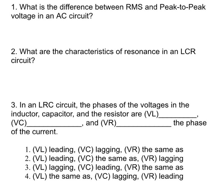 Solved What is the difference between RMS and Peak-to-Peak | Chegg.com