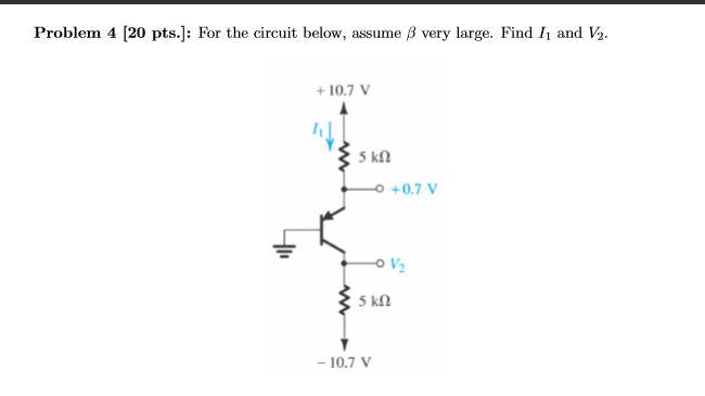Solved For the circuit below, assume beta very large. Find | Chegg.com