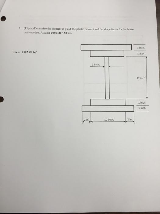 Solved Determine the moment at yield, the plastic moment and | Chegg.com