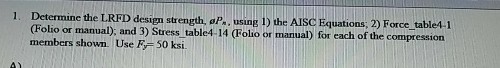 Solved determine the LRFD design strength using the AISC | Chegg.com