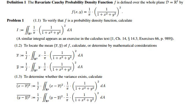 Solved The Bavariate Cauchy Probability Density Function f | Chegg.com