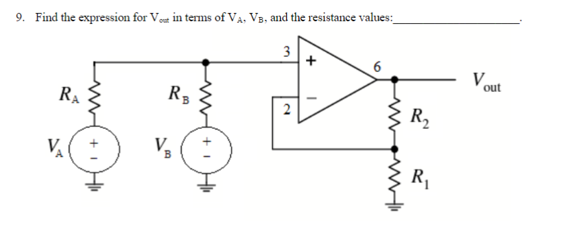 Solved Find the expression for Vout in terms of Va, Vb, and | Chegg.com
