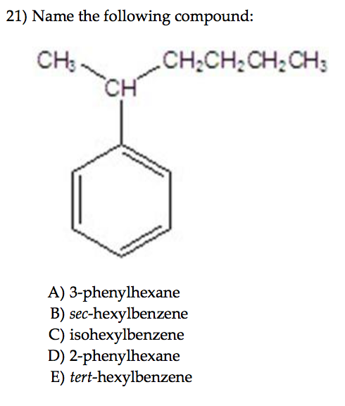 Solved 21) Name the following compound: HCH2CH:CH2CH3 CH A) | Chegg.com