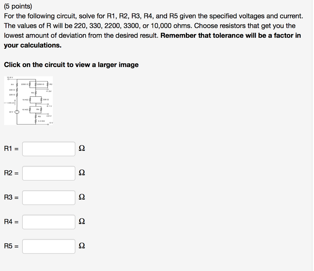 Solved (5 points) For the following circuit, solve for R1, | Chegg.com