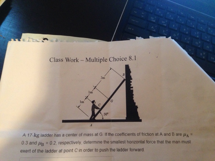 Solved A 17-kg ladder has a center of mass at G. If the | Chegg.com
