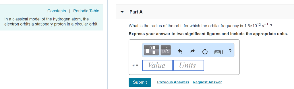 Solved Constants |Periodic Table Part A In a classical | Chegg.com