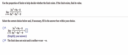 Solved Use the properties of limits to help decide whether | Chegg.com