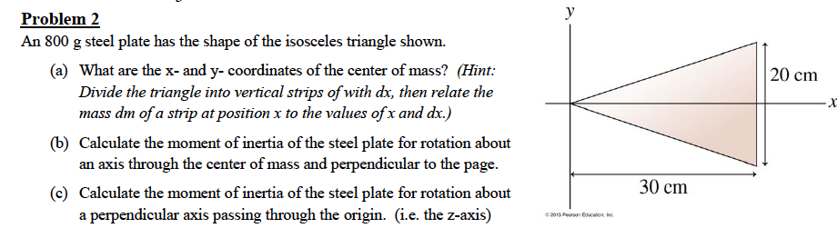 An 800 g steel plate has the shape of the isosceles | Chegg.com