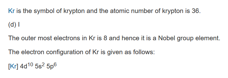 Solved Kr is the symbol of krypton and the atomic number of | Chegg.com