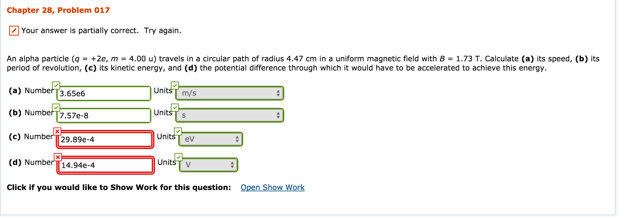 Solved An alpha particle (q = +2e, m = 4.00 u) travels in a | Chegg.com