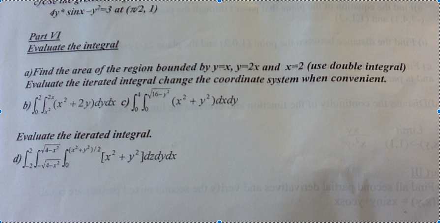Solved Find the area of the region bounded by y=x, y=2x and | Chegg.com