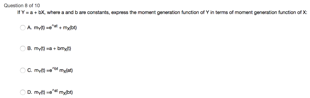 Solved Use the following property of the moment generating | Chegg.com
