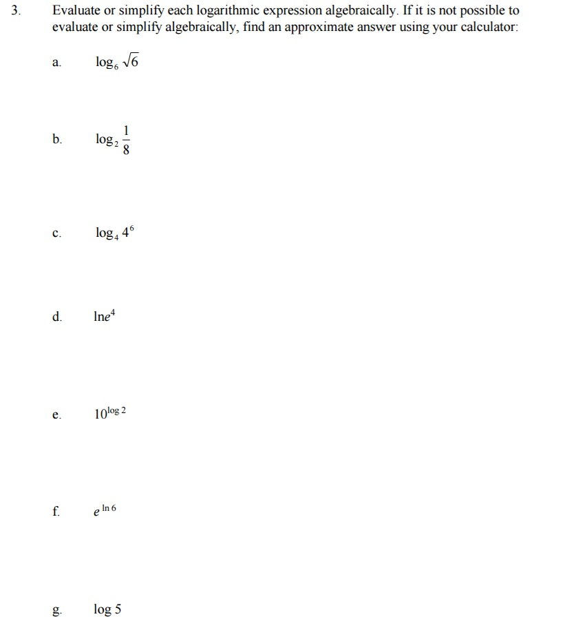 Solved Evaluate or simplify each logarithmic expression | Chegg.com