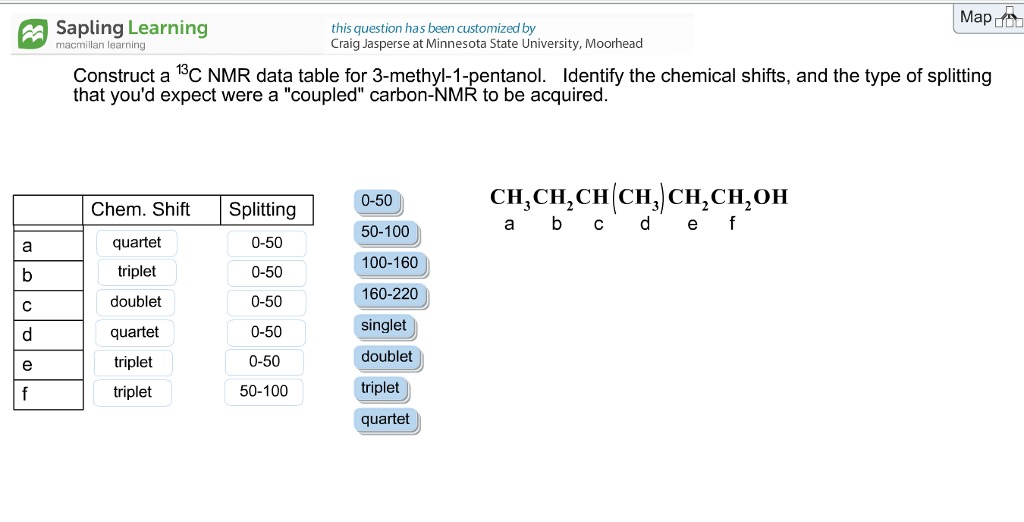 Solved Construct an expected 13C NMR data table for the | Chegg.com