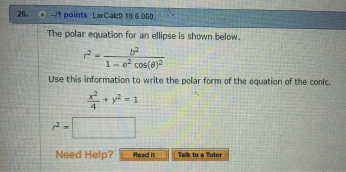 Solved The polar equation for an ellipse is shown below. r^2 | Chegg.com