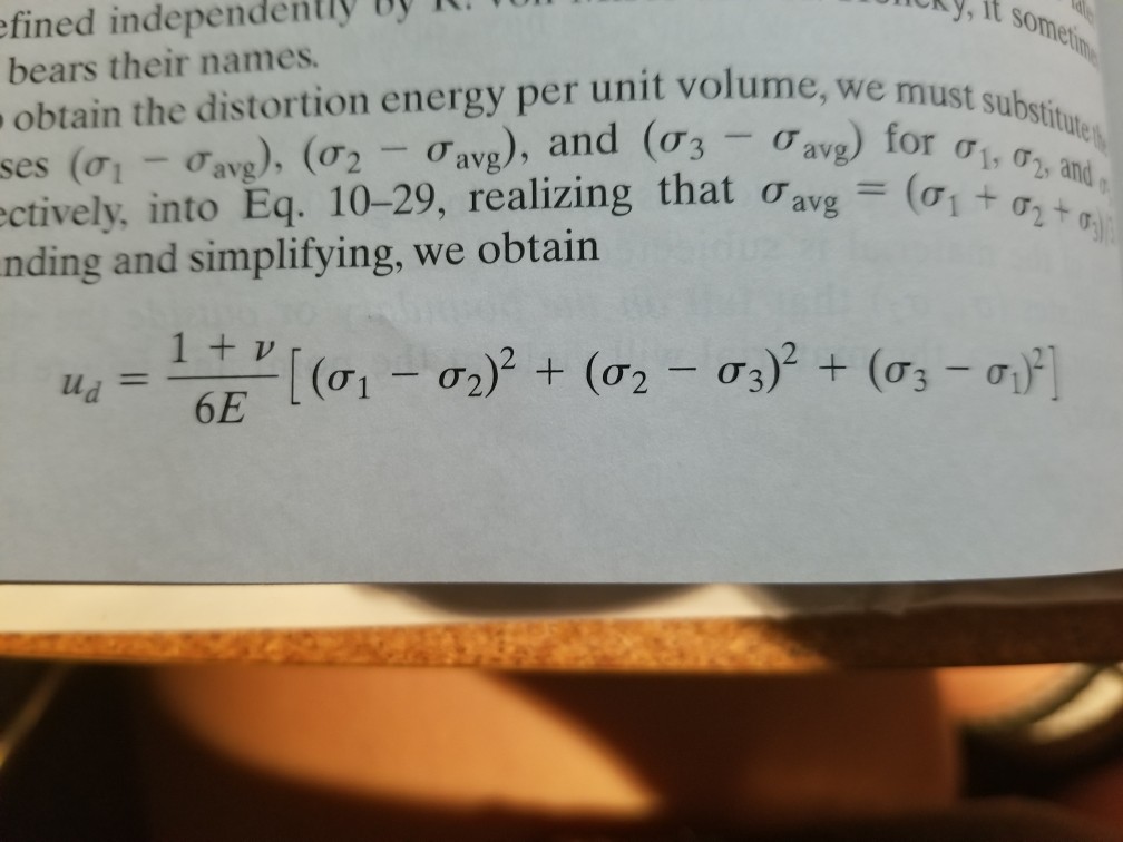 Solved Derive the expression for the distortion energy (u_d) | Chegg.com