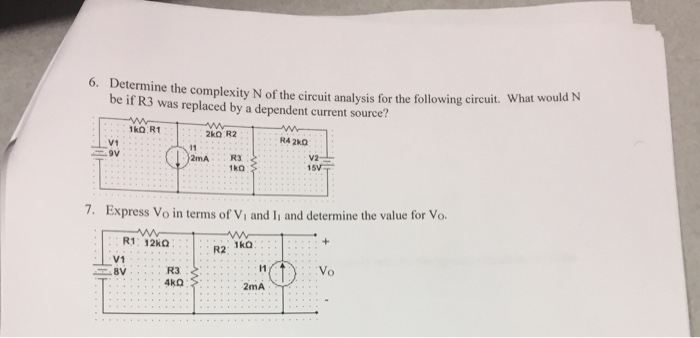 Solved Determine the complexity N of the circuit analysis | Chegg.com