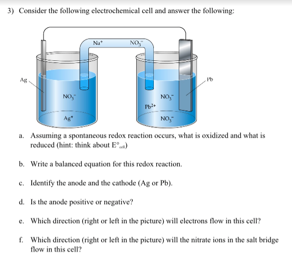 Solved Consider the following electrochemical cell and | Chegg.com