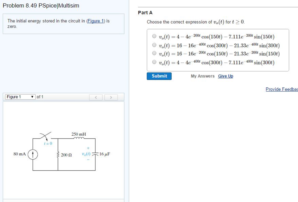 Solved The initial energy stored in the circuit in (Figure | Chegg.com