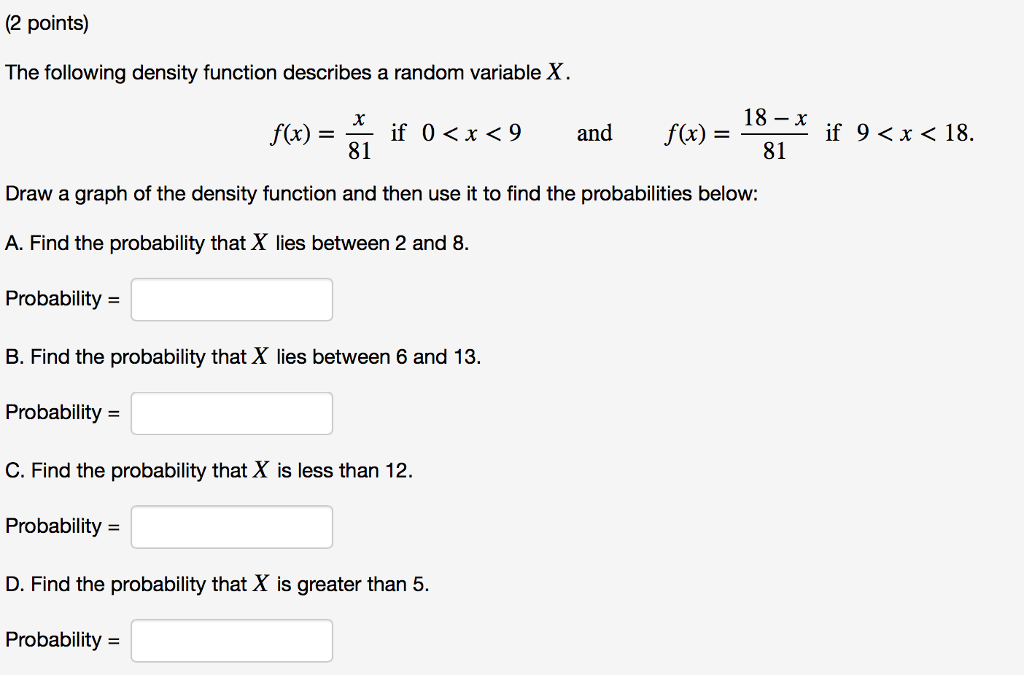 Solved The following density function describes a random | Chegg.com