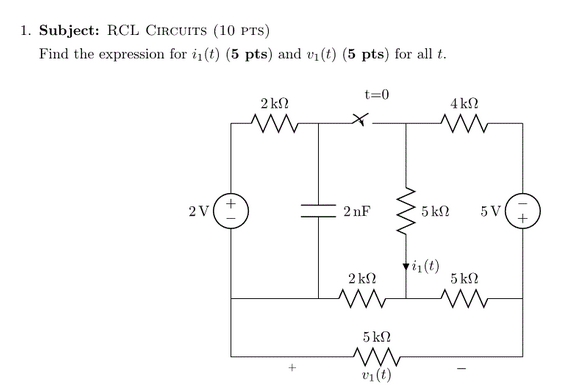 Solved 1. Subject: RCL CIRCUITS (10 PTS) Find the expression | Chegg.com