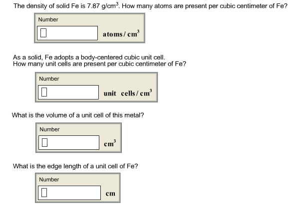 Solved The density of solid Fe is 7.87 g/cm3. How many atoms | Chegg.com