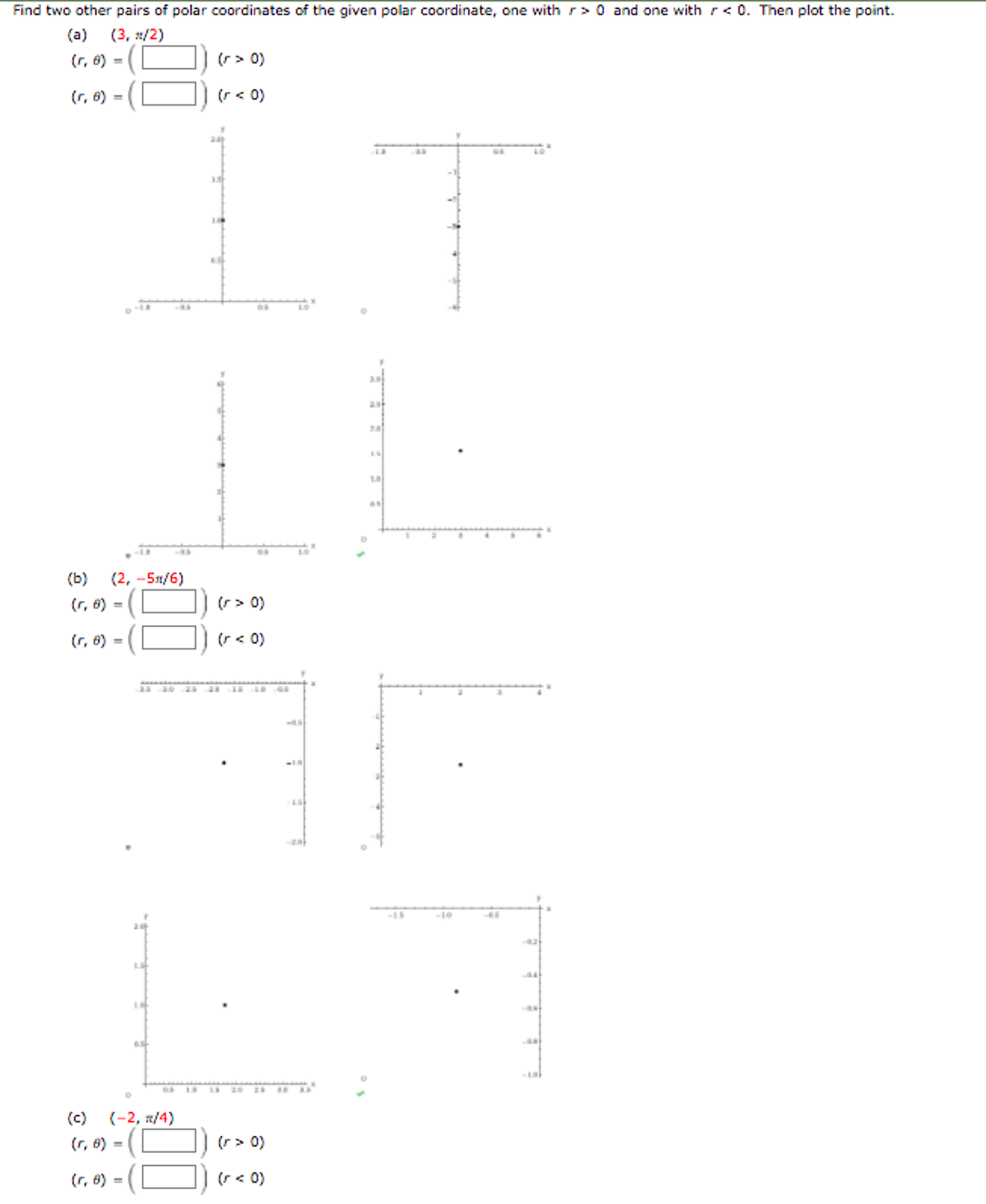 Solved Find Two Other Pairs Of Polar Coordinates Of The 