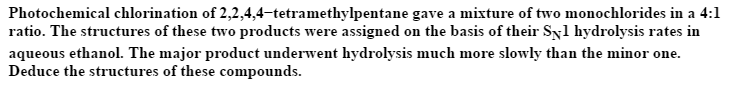 Solved Photochemical chlorination of 2, 2, 4, | Chegg.com
