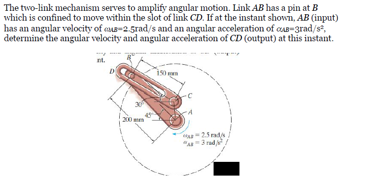 Solved The two-link mechanism serves to a angular motion. | Chegg.com
