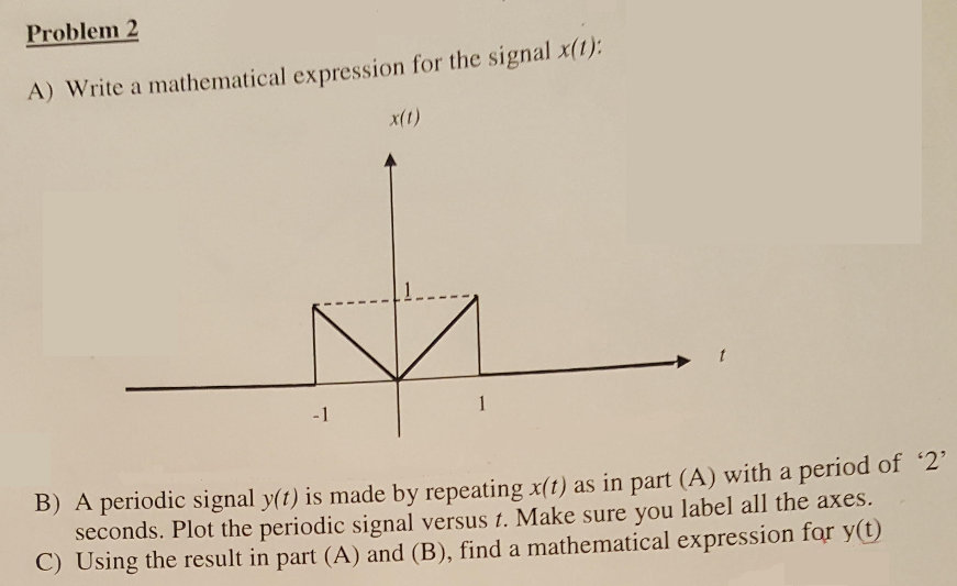 Solved Write a mathematical expression for the signal x(t): | Chegg.com