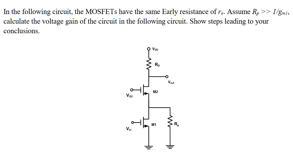 Solved In the following circuit, the MOSFETs have the same | Chegg.com