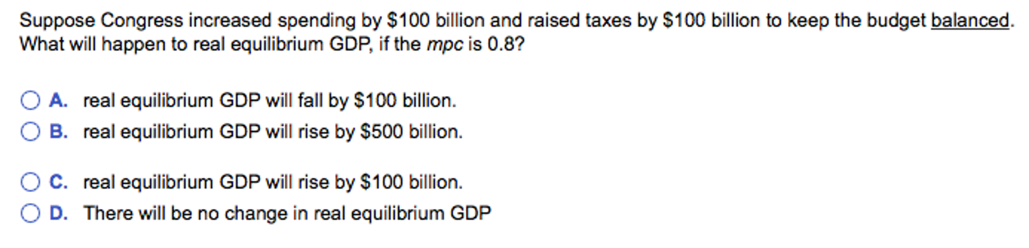 Solved Suppose Congress increased spending by S100 billion | Chegg.com