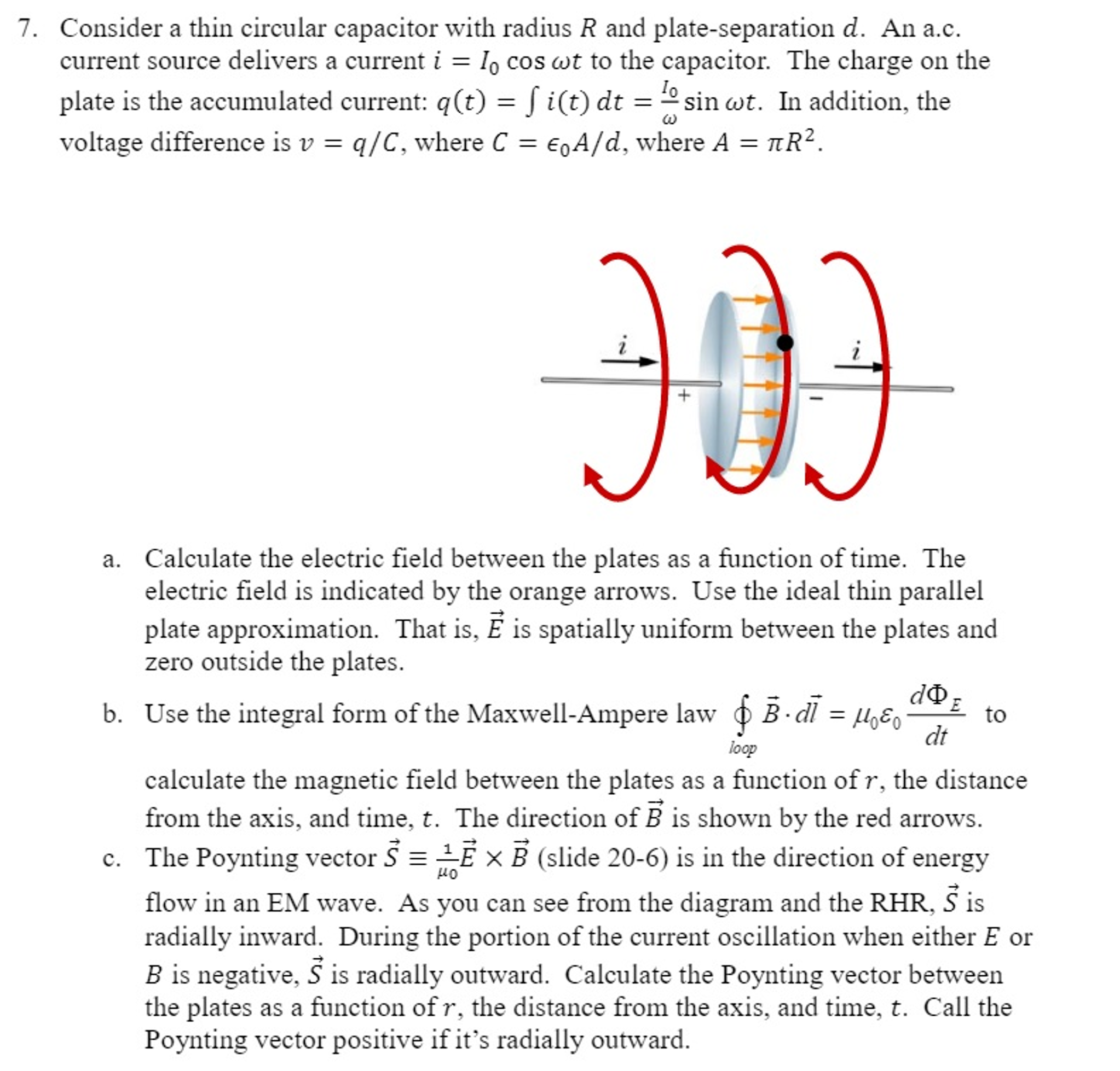 Solved Consider a thin circular capacitor with radius R and | Chegg.com
