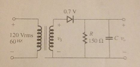 Solved 1)For the peak rectifier shown in the following | Chegg.com