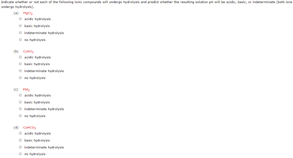 Solved Indicate whether or not each of the following ionic | Chegg.com