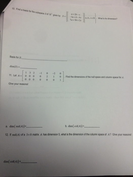 Solved Find a basis for the subspace S of R^3 given by S = | Chegg.com
