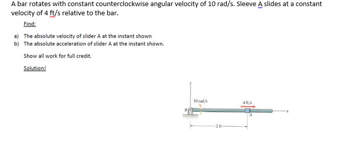 Solved A bar rotates with constant counterclockwise angular | Chegg.com