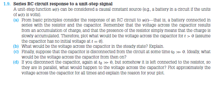Solved Series RC circuit response to a unit-step signal A | Chegg.com