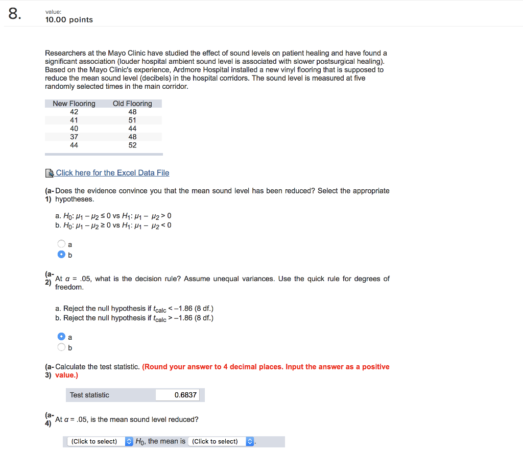 Solved 8. value: 10.00 points Researchers at the Mayo Clinic | Chegg.com