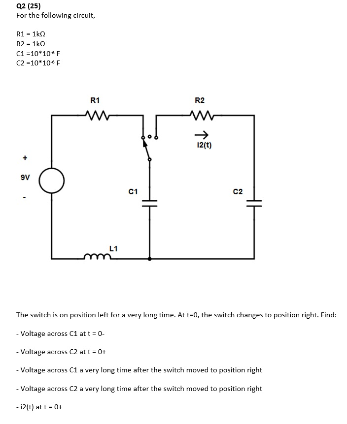 Solved For the following circuit, R1 = 1k ohm R2 = 1k ohm | Chegg.com