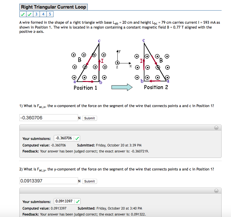 Solved Right Triangular Current Loop A wire formed in the | Chegg.com