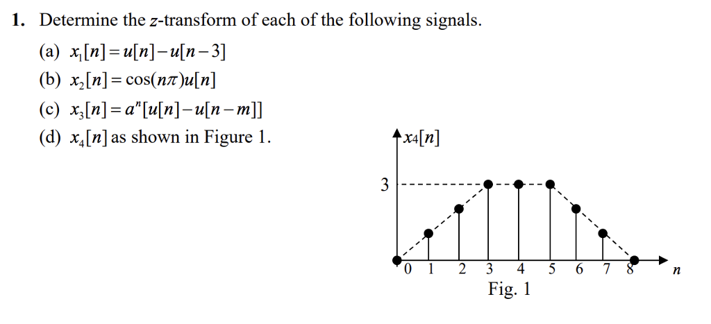 Solved Determine The Z Transform Of Each Of The Following
