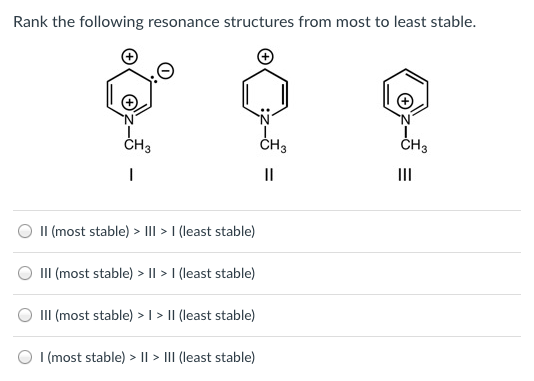 Solved Rank the following resonance structures from most to | Chegg.com
