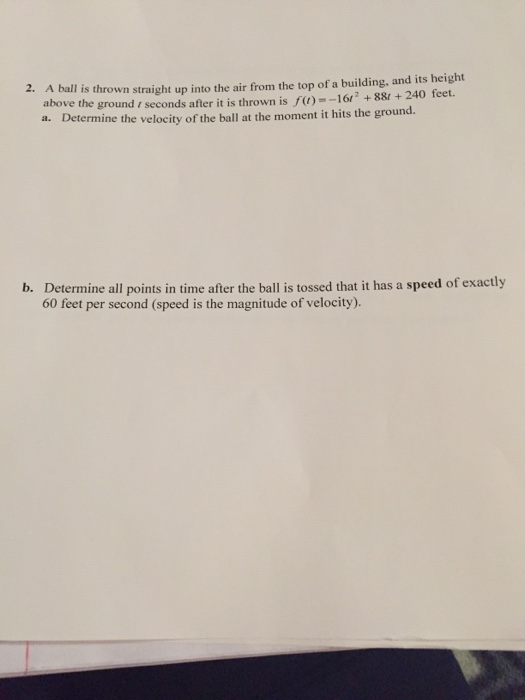 Solved A ball is thrown straight up into the air from the | Chegg.com