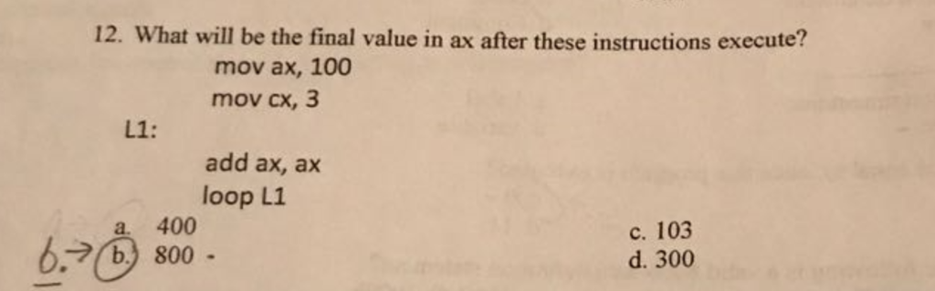Solved 12. What will be the final value in ax after these | Chegg.com