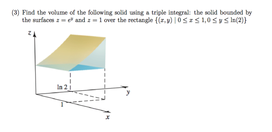 Solved (3) Find the volume of the following solid using a | Chegg.com
