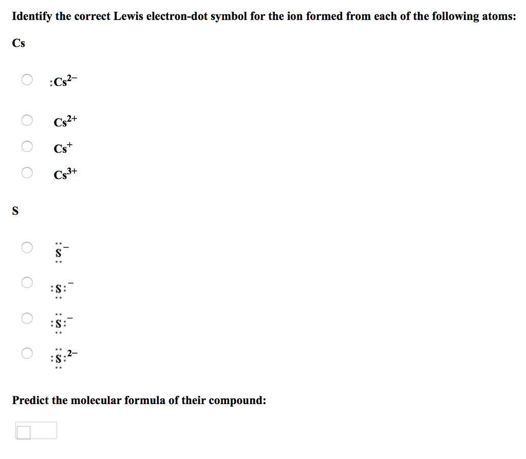 Solved Identify The Correct Lewis Electron Dot Symbol For