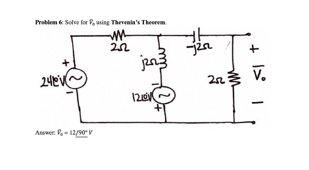 Solved Problem 6: Solve for Vo using Thevenin's Theorem. 2.n | Chegg.com